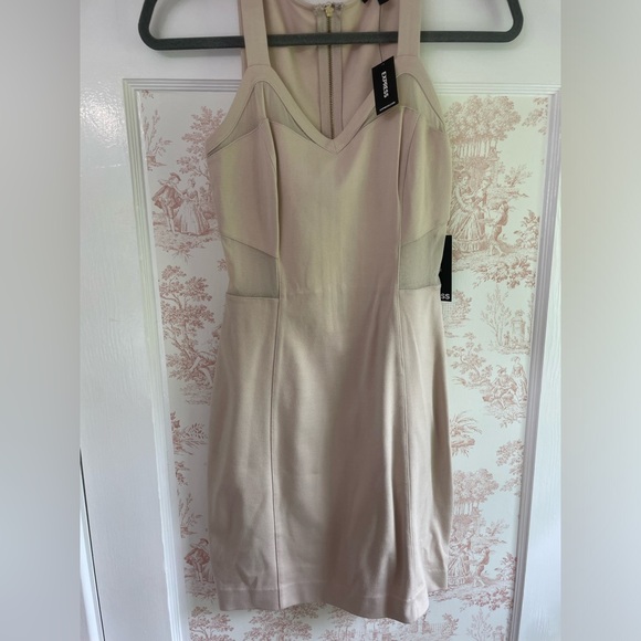 Express | Dresses | New Express Tan Midi Dress With Mesh Cutouts | Poshmark